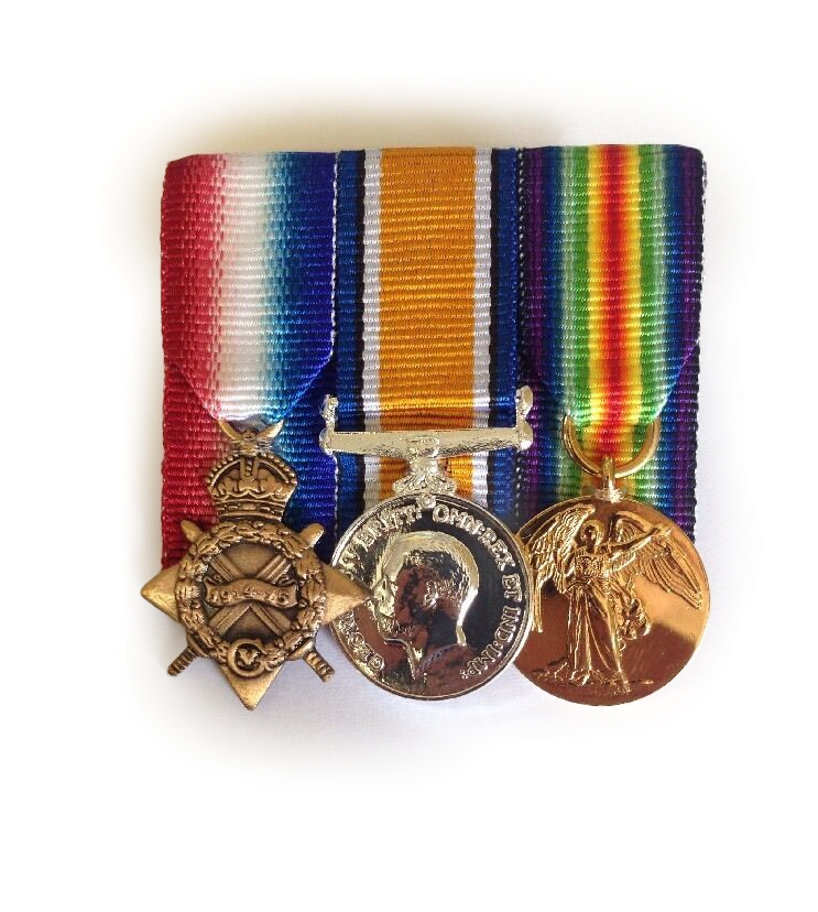 Miniature WW1 Medal Trio 1914/15 Star, BWM, Victory Medal Court Mounted ...